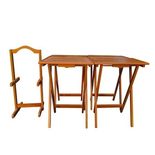 4 Pcs Folding Snack Table, Dining Table W/ 1 Storage Rack - Bed Bath ...
