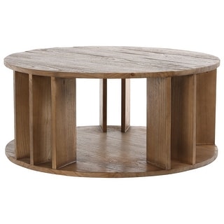 Autumn 36-inch Round Teak Wood Coffee Table in Natural Brown - Bed Bath ...