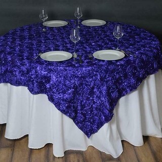 Satin Raised Roses Table Overlays Unique Wedding 72" x 72" Purple - Bed ...