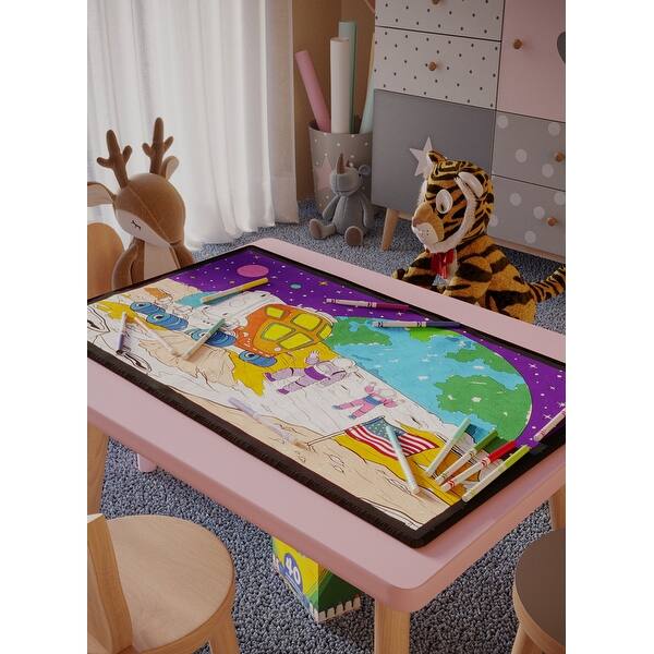 Space Art Kid Coloring Poster Rug Washable Marker Placemat Science ...