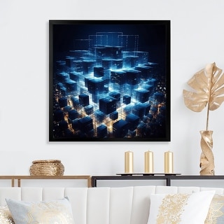 Designart "3D Cityscape Future Architecture Nova Blue" Futuristic ...