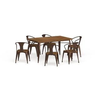 Furniture of America Tripton Industrial Natural Elm 7-piece Dining Set ...