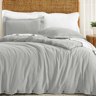 Superior Cotton Linen Garment Washed 3 Piece Duvet Cover Set - Bed Bath ...