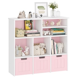 3-Tier Toy Storage Cabinet and Bookcase, Multi Shelf with Cubby ...