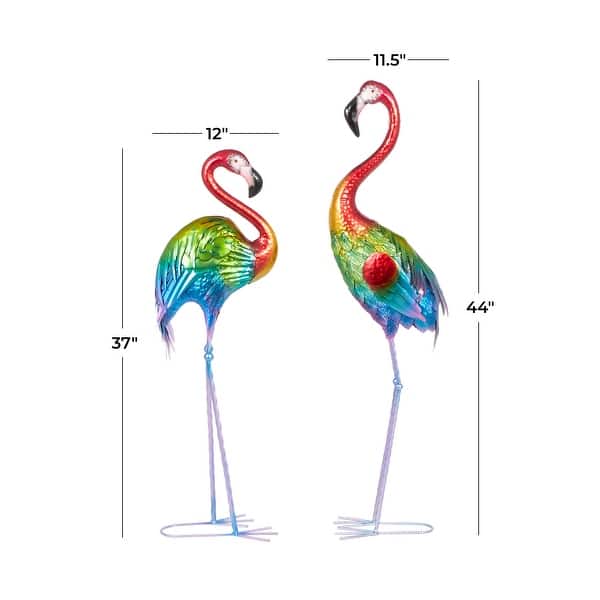 Multi Colored Metal Tall Textured Rainbow Flamingo Decorative Garden ...