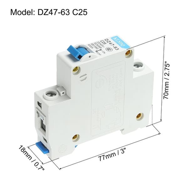 Miniature Circuit Breaker Low Voltage AC 25A 230/400V 1 Pole DZ47-63 ...