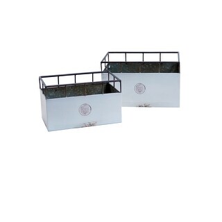 Set of 2 White Antique Galvanized Rectangular Bin Planters 14" - Bed ...