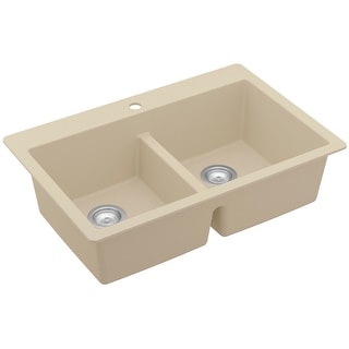Karran USA QT-810 33" Top Mount Double Equal Bowl Quartz/Granite - Bed ...