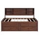 Full Size Wooden Captain Bed with Built-in Storage Shelves, 4 Drawers ...