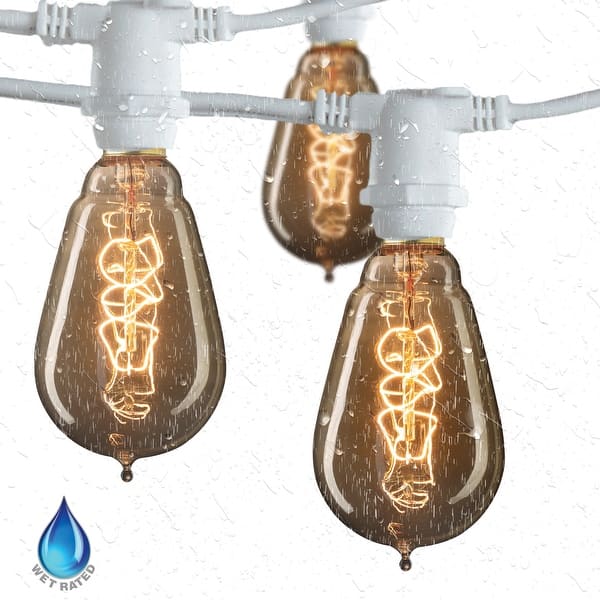 Bulbrite 25 Foot Indoor/Outdoor White String Light with 15 - 25W A15 ...