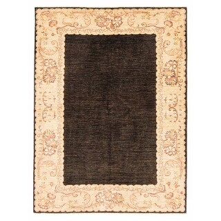 ECARPETGALLERY Hand-knotted Peshawar Ziegler Black Wool Rug - 4'11 x 6 ...