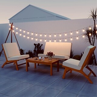 4-Piece V-Shaped Seats Set, Acacia Solid Wood Outdoor Sofa - Bed Bath ...