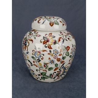 Aa Importing 10" Jar With Lid, Floral Design - 10 X 8.5 X 8.5 inches ...