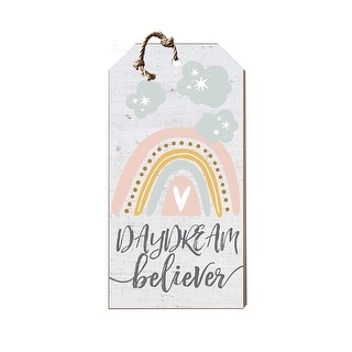 17" Blue and Pink "Daydream Believer" Hanging Tag Sign - Bed Bath ...