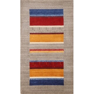 Tribal Striped Gabbeh Indian Rug Wool Hand-knotted Foyer Carpet - 3'1 ...