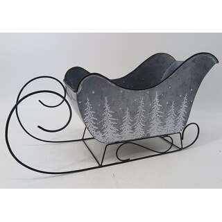 Silver With White Pine Tree Pattern Metal Sleigh - Bed Bath & Beyond ...
