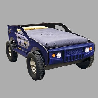Jeep-Themed Twin Size Kids Bed with LED Lights & Safety Guardrails ...