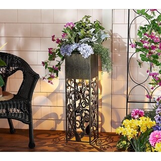 30 in. Bronze Metal Solar Silhouette Column Planter - Bed Bath & Beyond ...