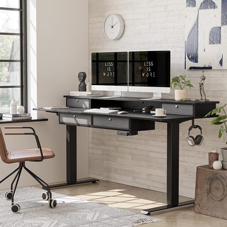 FEZIBO Standing Desk with Drawers, Adjustable Height Desk with Keyboard ...