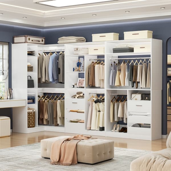 Qvella 72"-108" Closet System with Drawers and Hanging Rods ...