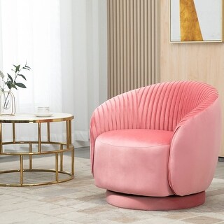 Modern Round Barrel Club Armchair,360-Degree Swivel Velvet Living Room ...