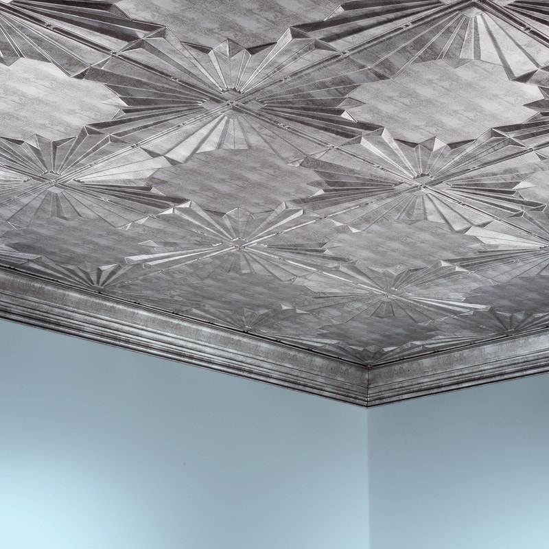 FASÄDE Art Deco Decorative Vinyl 2ft x 4ft Glue Up Ceiling Panel in ...