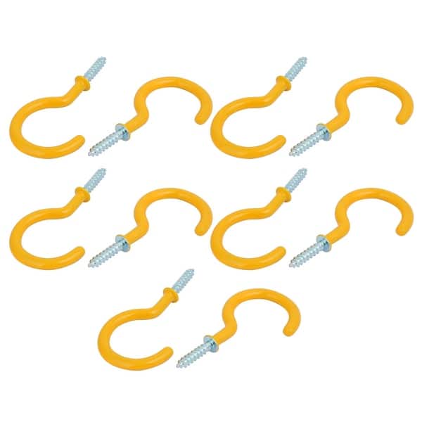 2 Inch Coated Screw-in Open Cup Ceiling Hooks Hangers Yellow 10pcs ...