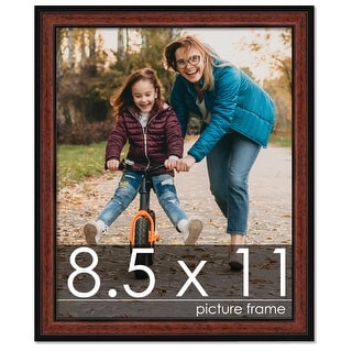 8.5x11 Traditional Mahogany Wood Picture Frame - UV Acrylic, Foam Board ...