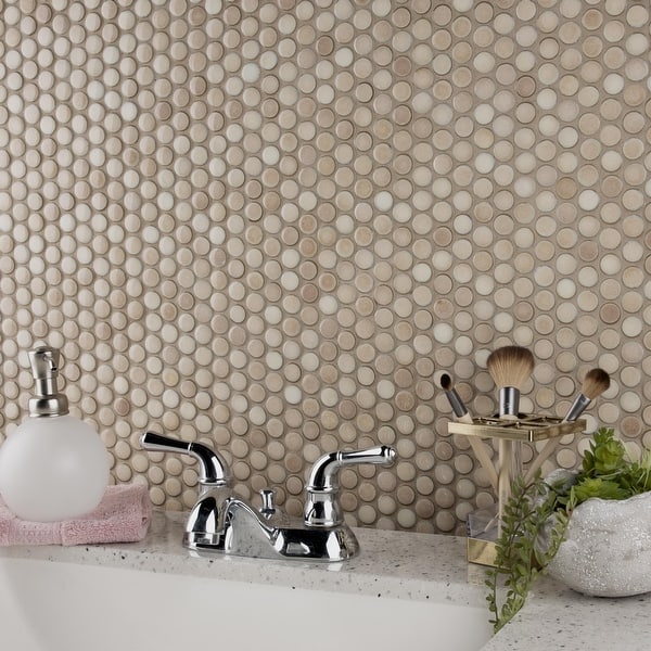 Merola Tile Hudson Penny Round Truffle 11-7/8" x 12-5/8" Porcelain ...