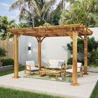Nova Acacia Wood and Wicker Outdoor 4 Seater Chat Set and 12' x 10 ...