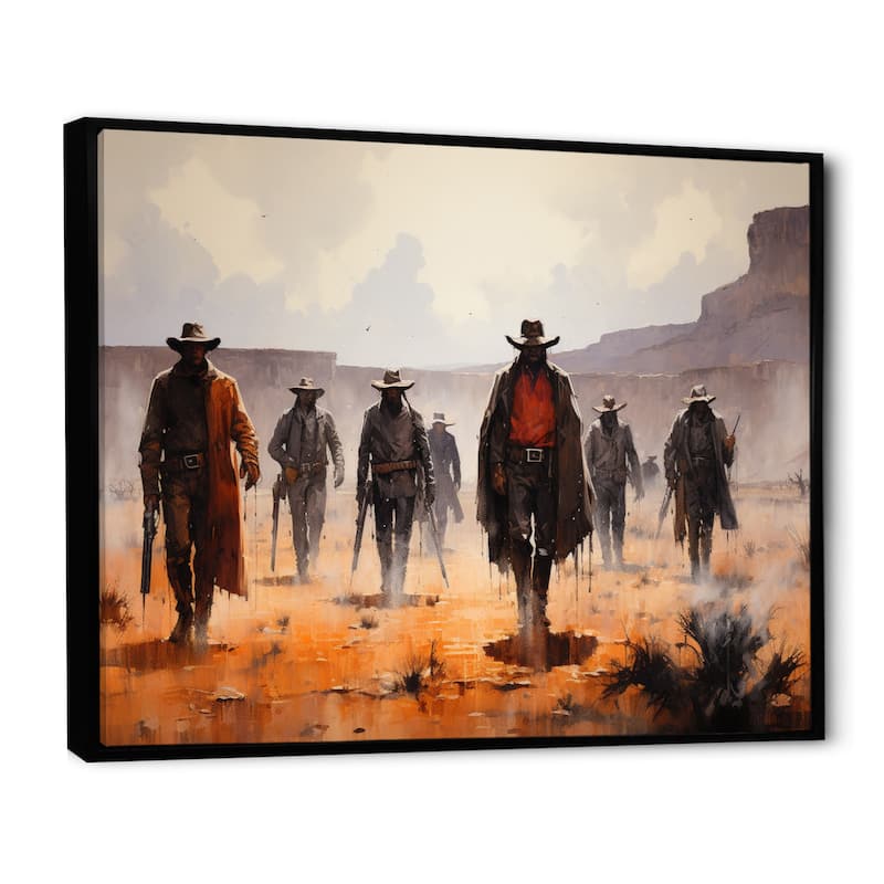 Designart "Western Frontier Vigilantes Cowboys I" Western Framed Wall ...