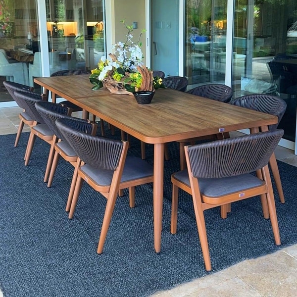 PURPLE LEAF Outdoor Dining Set Teak Aluminum Patio Furniture Set Dining Table And Wicker Chairs On Sale Bed Bath Beyond 37887472