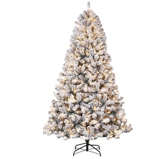 Prelit Pencil Snow Flocked Spruce Artificial Christmas Tree, Pre ...