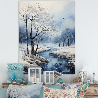 Designart "Snow Tree Winters Embrace Pointillism II" Snow Wall Art ...