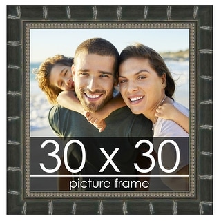 30x30 Bamboo Black Complete Wood Square Picture Frame with UV Acrylic ...