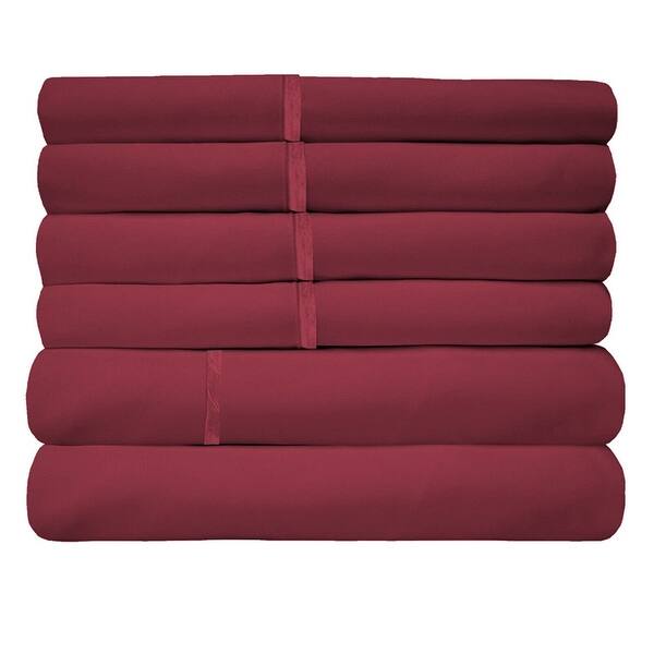 2200 Count 6 Pc Premium Bamboo Deep Pocket Twin Sheet Garnet - Bed Bath ...