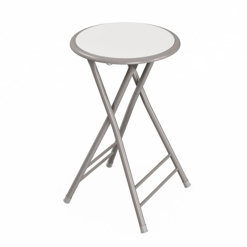 Hastings Home 24-Inch Round Folding Stool, White - Overstock - 33754598