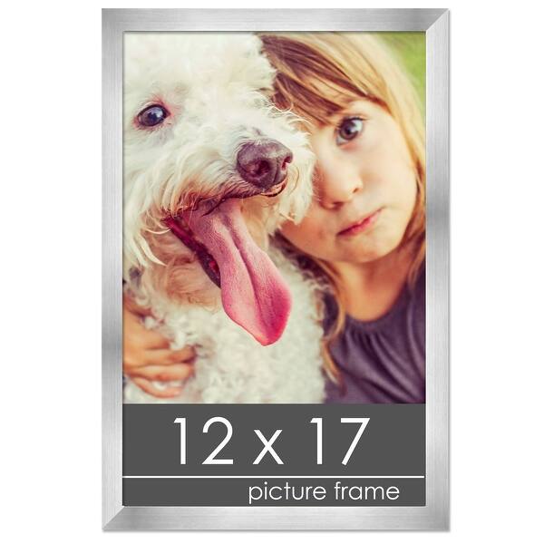 12x17 Frame Silver Pewter Wood Picture Frame with UV Acrylic, Foam ...