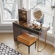 Mid-century Modern Makeup Vanity Table Set, LED Mirror, Tempered Glass ...