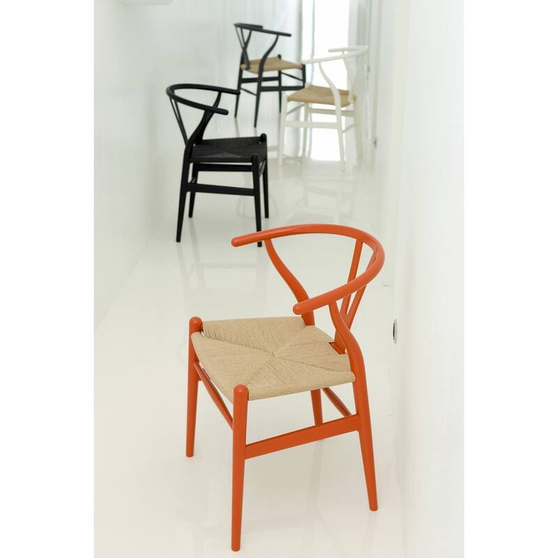 White Modern Wood Dining Chair With Back Y Arms Armchair Hemp Seat For ...