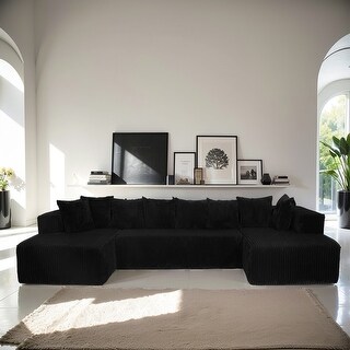 Modular U-Shaped Sectional Sofa 130-Inch 4-Seater Chaise Lounge With ...