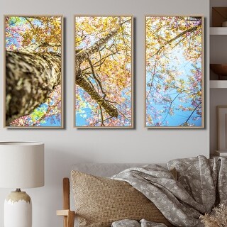 Designart "Under Branch of Yellow Cherry Tree" Forest Framed Wall Art ...