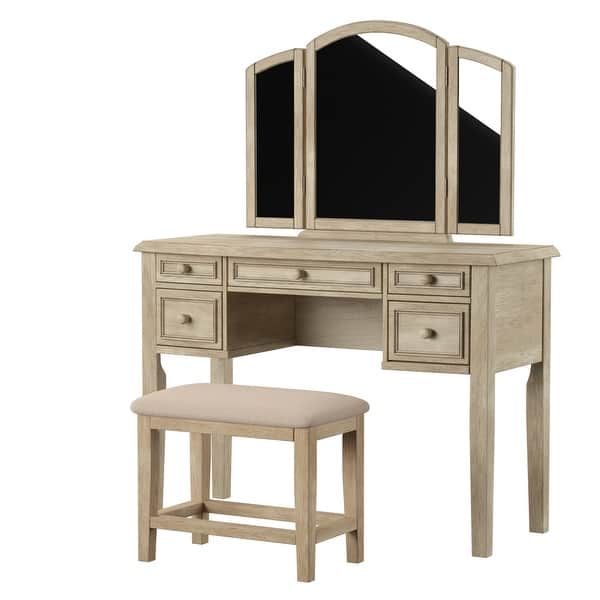 Emma Brushed Driftwood Vanity with Stool - On Sale - Bed Bath & Beyond ...