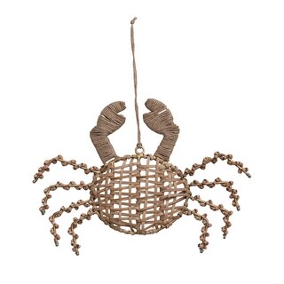 Rattan, Jute, and Wood Bead Crab Ornament - 7.5"L x 0.3"W x 5.5"H - Bed ...