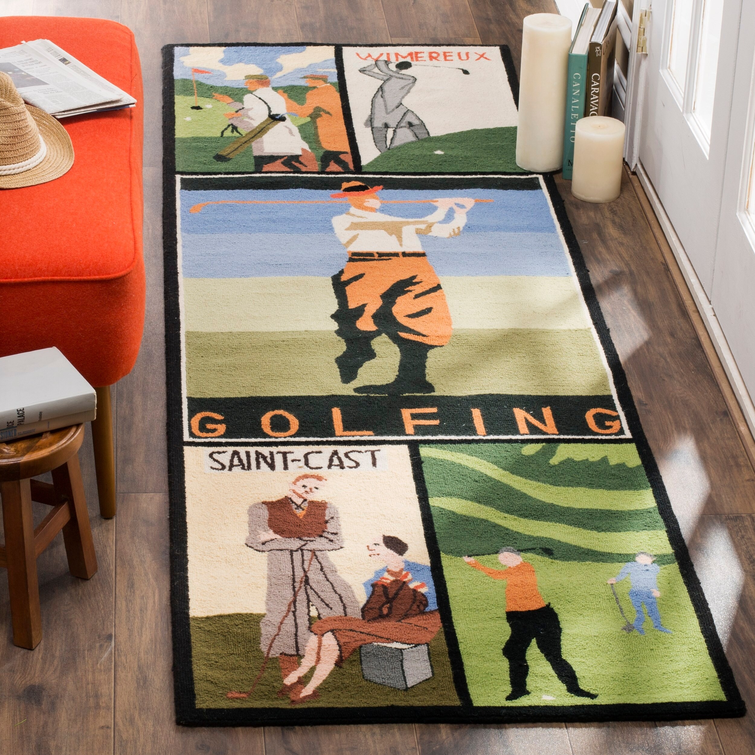 SAFAVIEH Hand-hooked Vintage Poster Ligita Golf Novelty Wool Rug - Bed ...