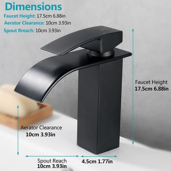 Single Hole Waterfall Spout Bathroom Faucet and Pop Up Drain Included ...