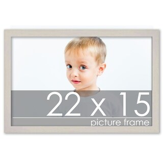 22x15 Traditional White Washed Complete Wood Picture Frame with UV ...