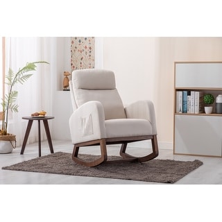 Comfortable Ergonomic Rocking Chair with High Backrest and Cozy Armrest ...