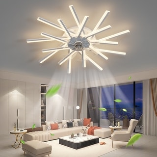 36in Led Ceiling Fan Strip Switching Dimming Intelligent 6 Wind Speed ...