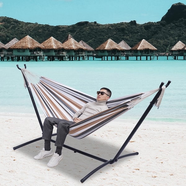 Double Classic Hammock with Stand for 2 Person with Carrying Pouch ...
